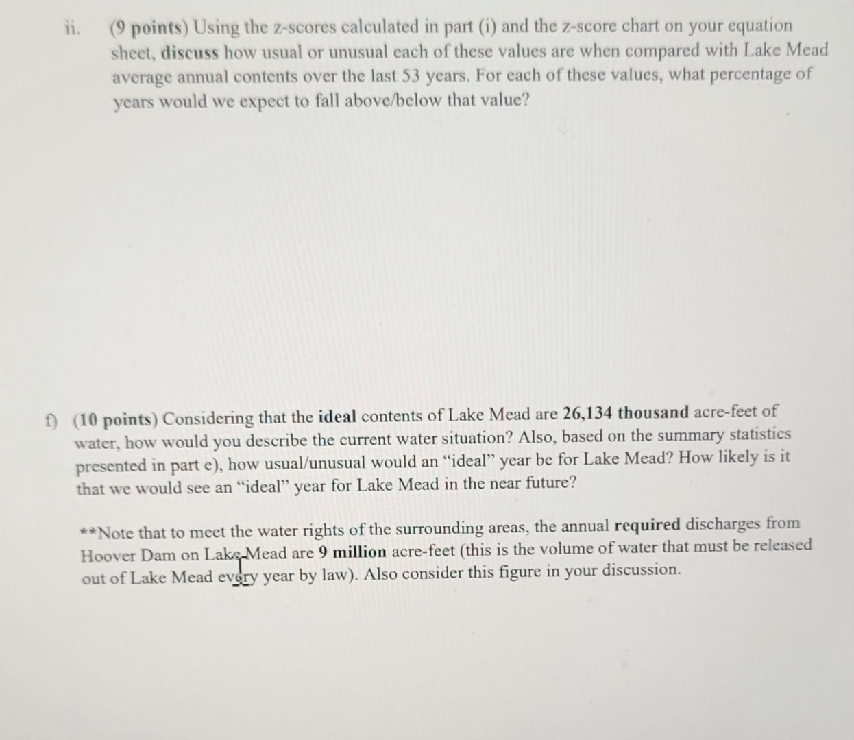 Solved ii. (9 ﻿points) ﻿Using the z-scores calculated in | Chegg.com