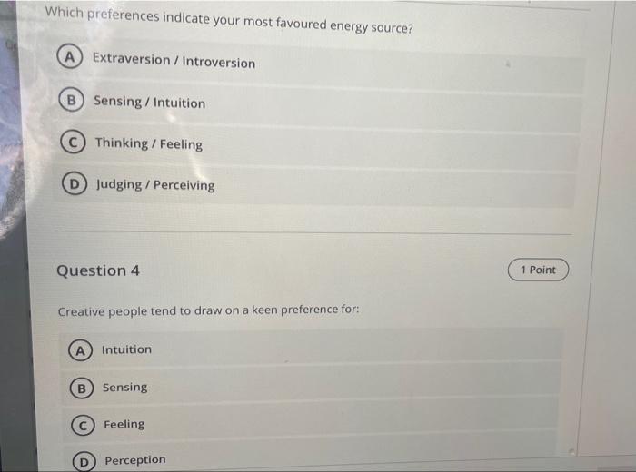 Which preferences indicate your most favoured energy | Chegg.com