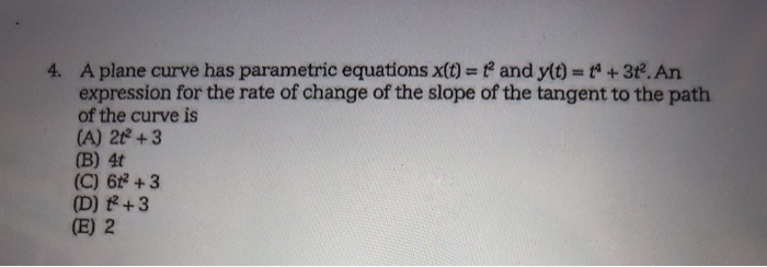 Solved 4. A plane curve has parametric equations x(t) = 1 | Chegg.com