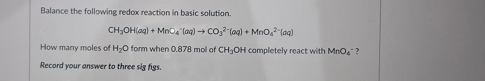Solved Balance the following redox reaction in basic | Chegg.com