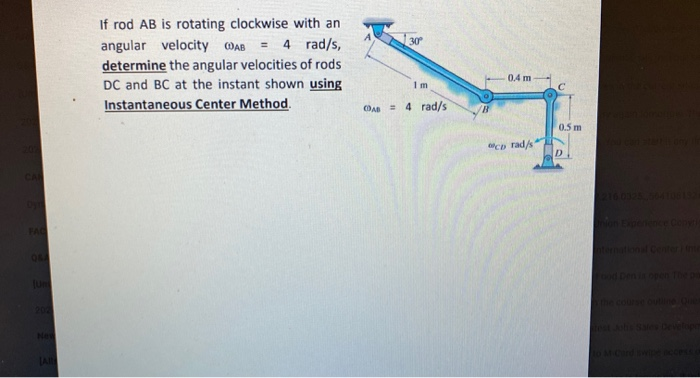 Solved If rod AB is rotating clockwise with an angular | Chegg.com