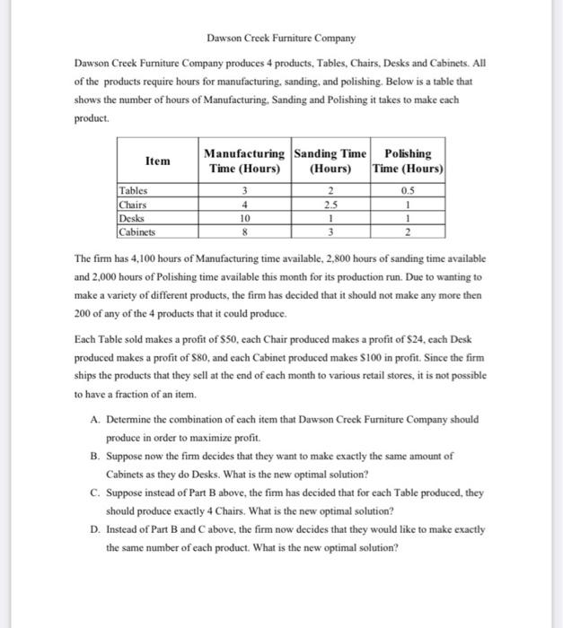 Solved Answer Using Excel What Are The Decision Variable