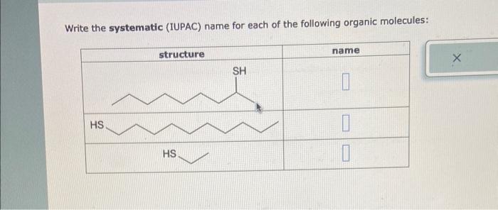 Solved Write the systematic (IUPAC) name for each of the | Chegg.com