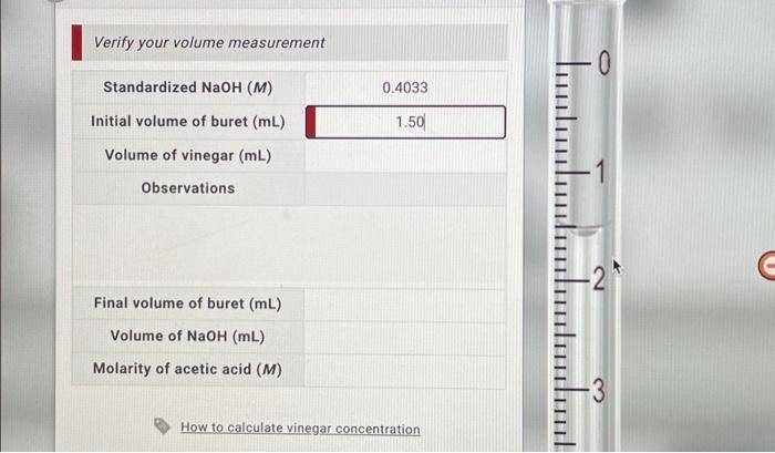 Solved How to calculate vinegar concentration | Chegg.com