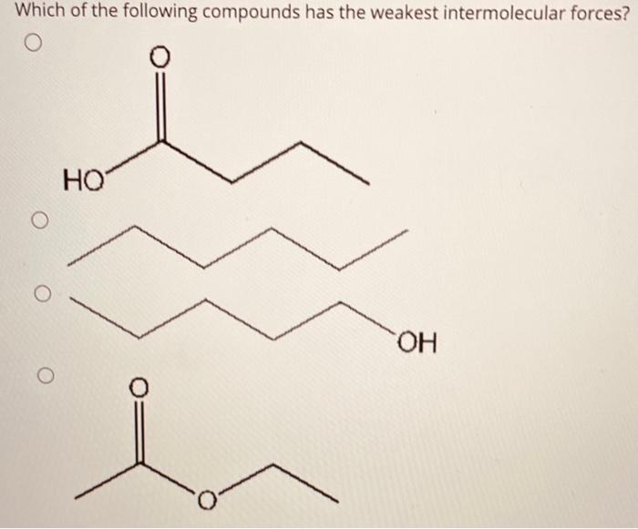 Solved Which of the following compounds has the weakest | Chegg.com