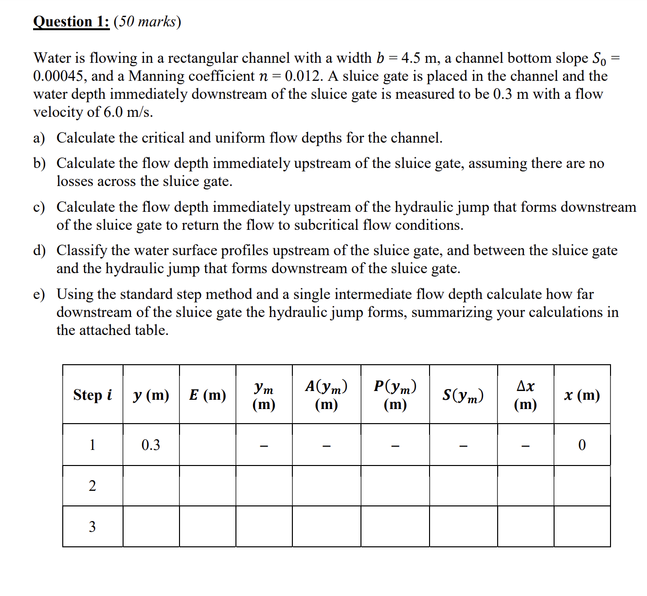 Solved Question 1: (50 ﻿marks)Water is flowing in a | Chegg.com