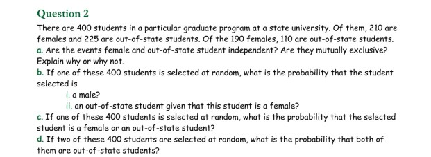Solved Question 2 There are 400 students in a particular | Chegg.com