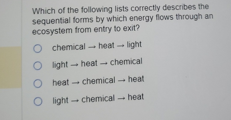 Solved Which of the following lists correctly describes | Chegg.com