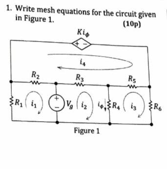 Solved 1. Write mesh equations for the circuit given in | Chegg.com