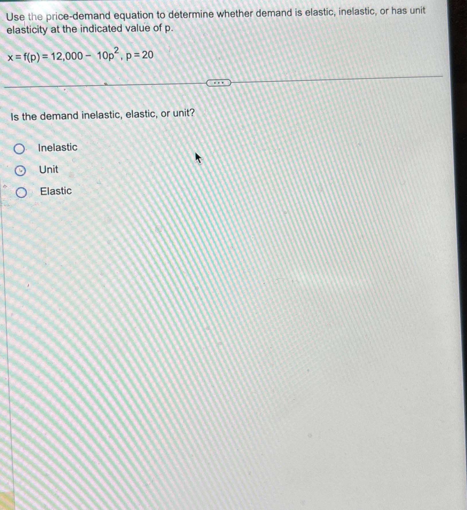 Solved Use the price-demand equation to determine whether | Chegg.com