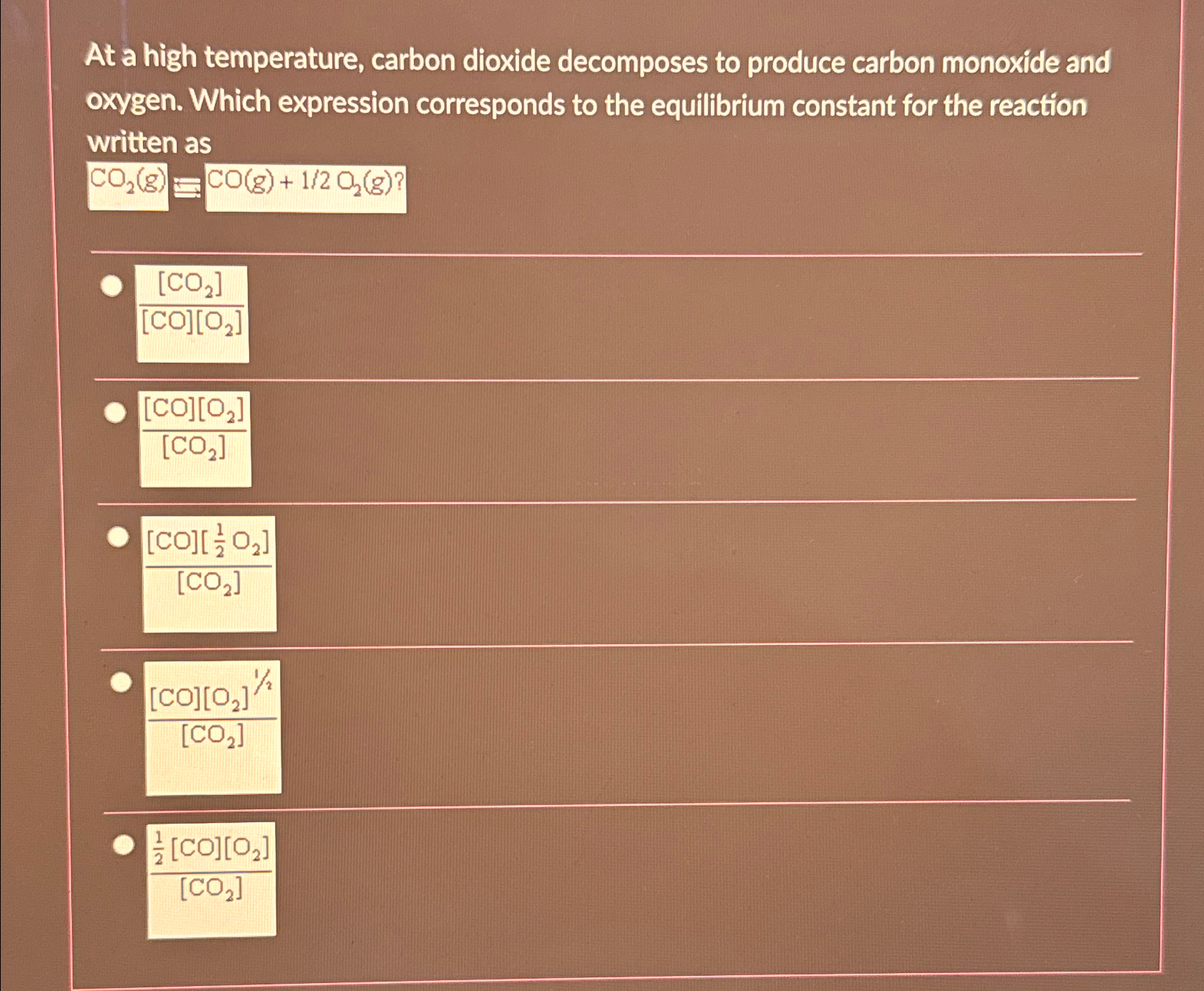 Solved At a high temperature, carbon dioxide decomposes to | Chegg.com