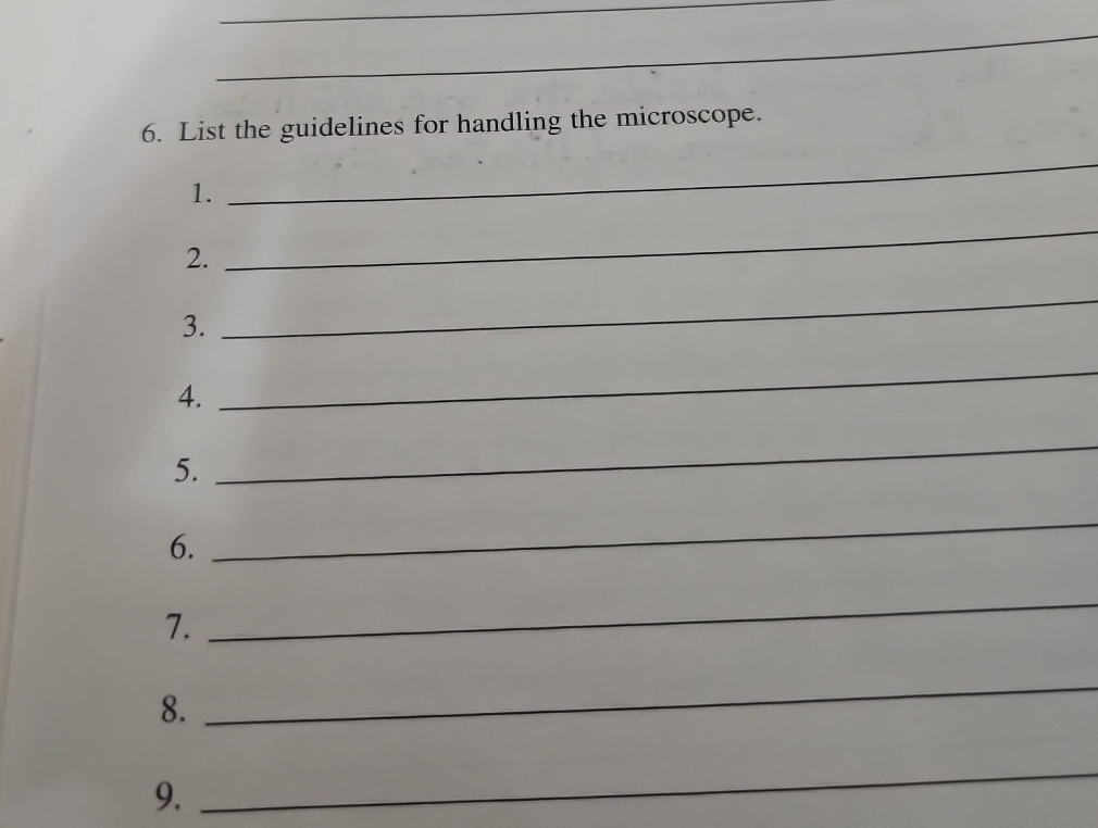 Solved List the guidelines for handling the microscope. | Chegg.com