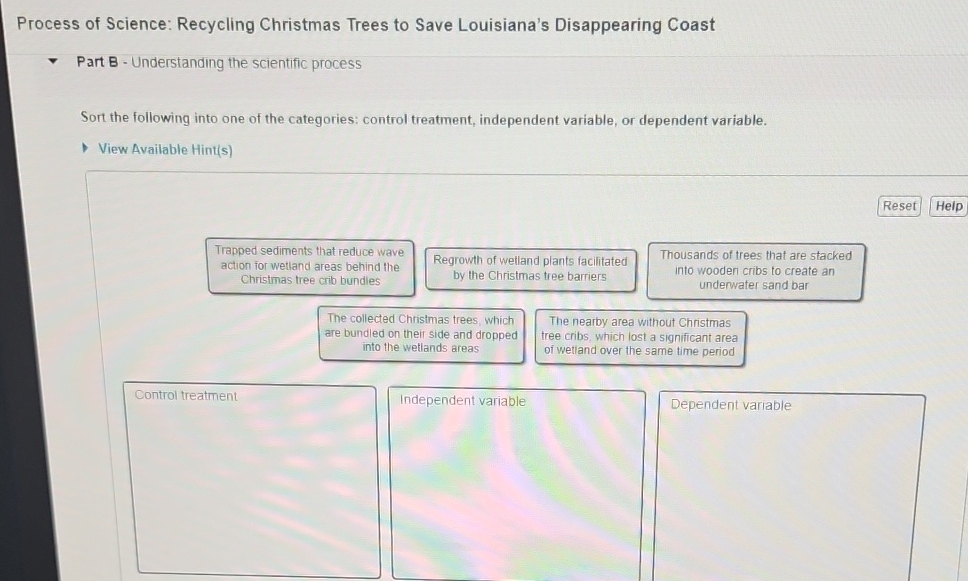 Solved Process of Science: Recycling Christmas Trees to Save | Chegg.com