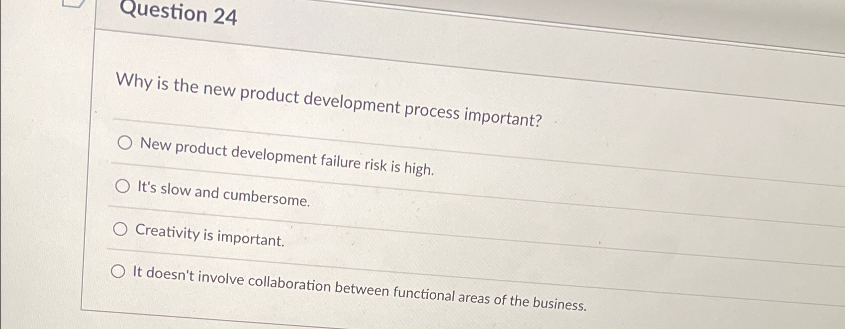 Solved Question 24Why is the new product development process | Chegg.com