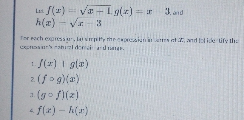 Solved Let f(x)=x+12,g(x)=x-3, ﻿and h(x)=x-32For each | Chegg.com