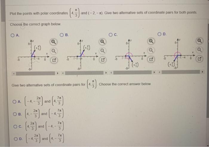 Solved Plot the points with polar coordinates 4 and (-2,- ). | Chegg.com