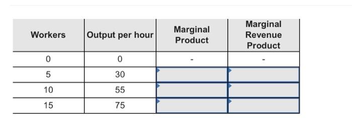 Solved \begin{tabular}{c|c|c|c|} Workers & Output per hour & | Chegg.com