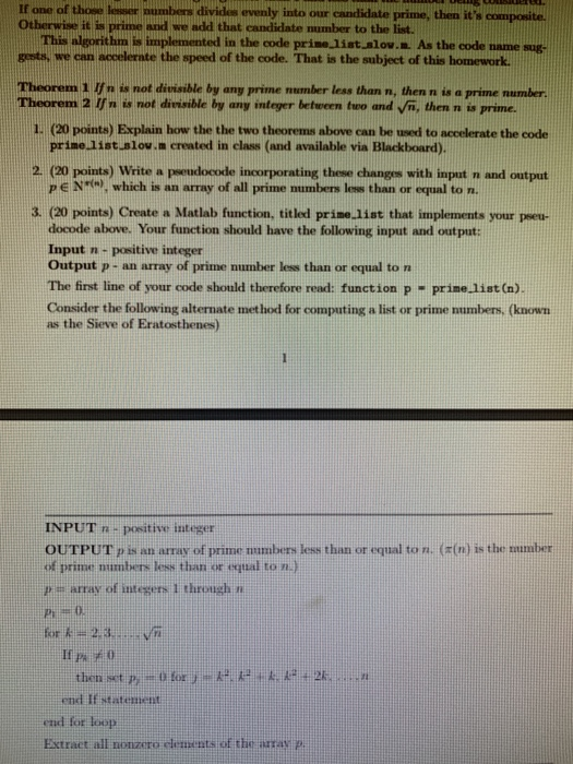 Solved Input Positive Integer Output P Is An Array Of Prime 9163