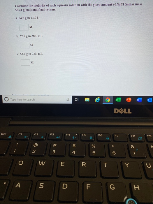 Solved Calculate the molarity of each aqueous solution with | Chegg.com