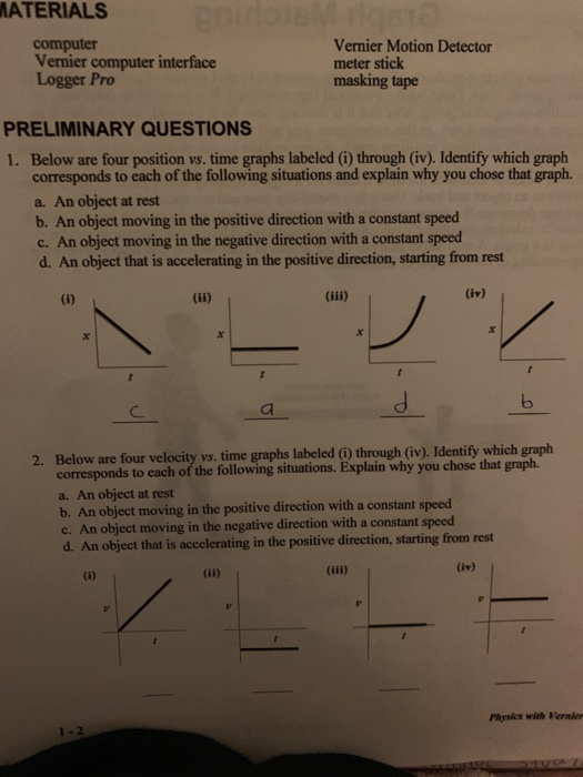 Solved MATERIALS computer Vernier computer interface Logger | Chegg.com