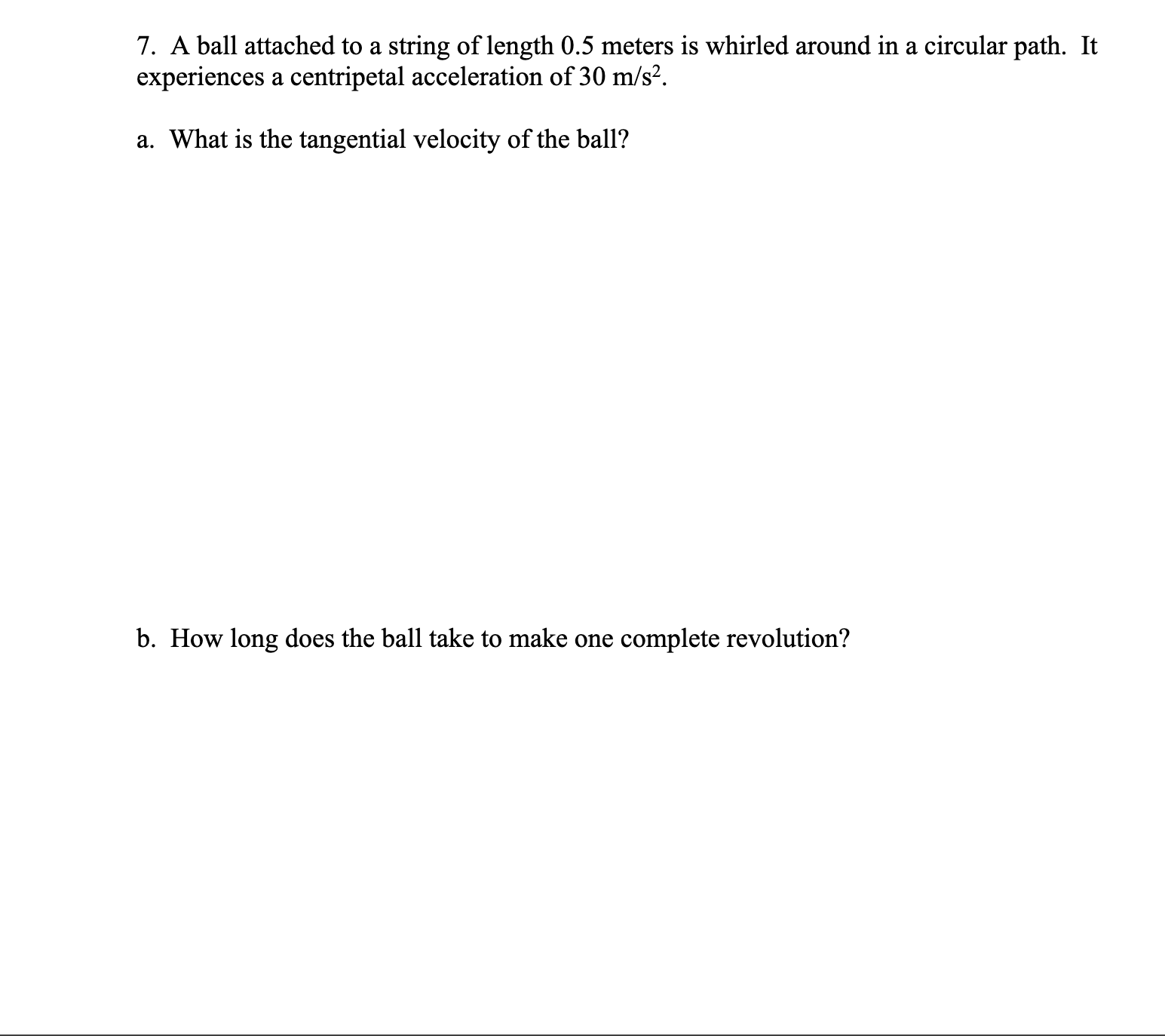 Solved A ball attached to a string of length 0.5 ﻿meters is | Chegg.com