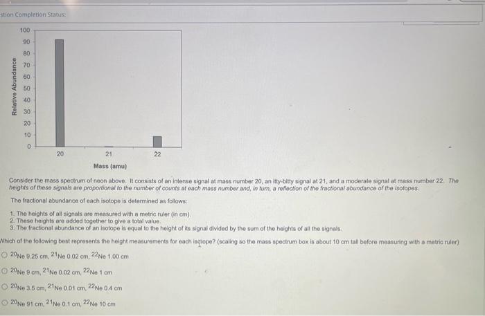 Solved Consider the mass spectrum of neon above. It consists | Chegg.com