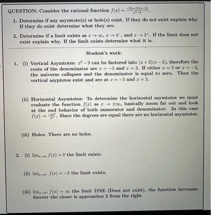 Solved UESTION: Consider the rational function | Chegg.com