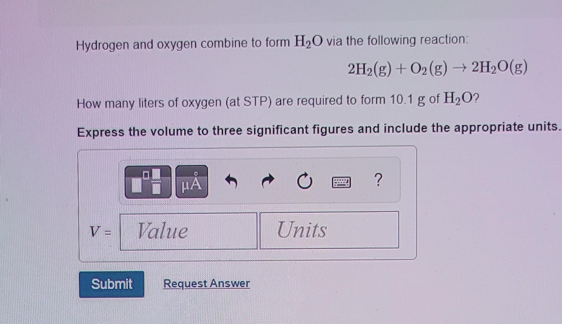 Solved Hydrogen and oxygen combine to form H2O via the | Chegg.com