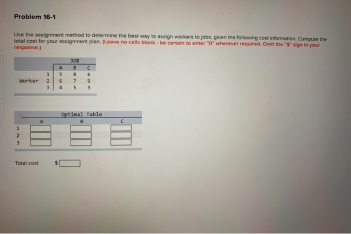 Solved Problem 16 1 Use The Assignment Method To Determine 2229