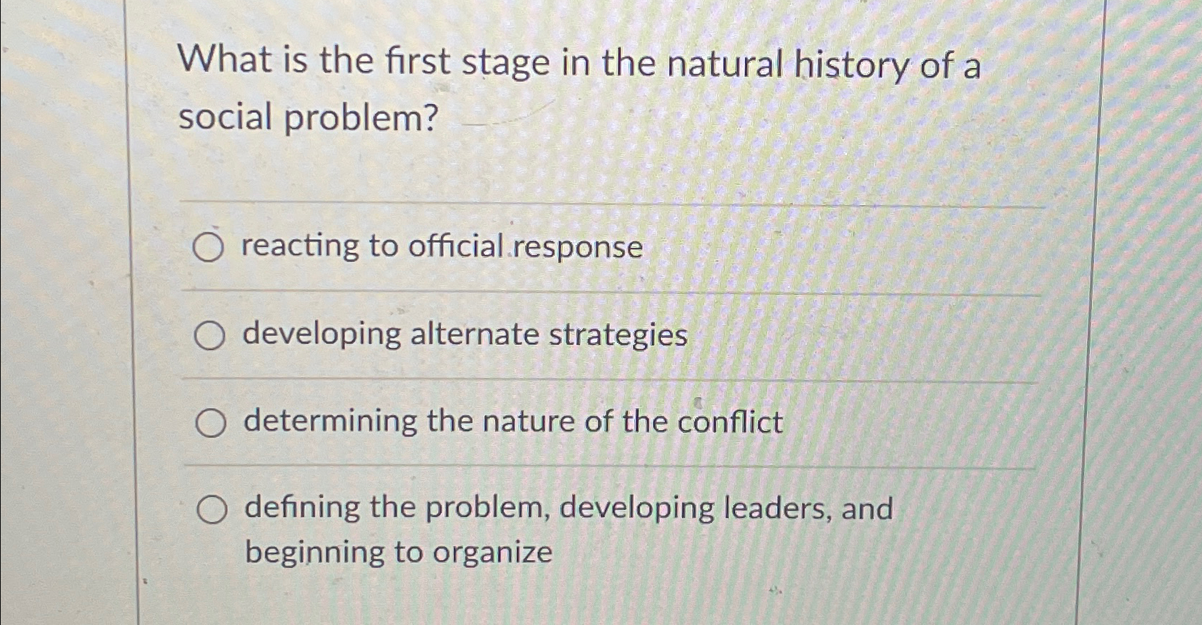 Solved What is the first stage in the natural history of a | Chegg.com