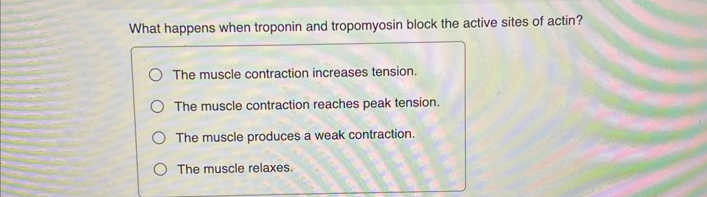 Solved What happens when troponin and tropomyosin block the | Chegg.com