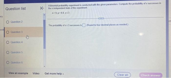 Solved ary book Question list O Question 2 O Question 3 O | Chegg.com