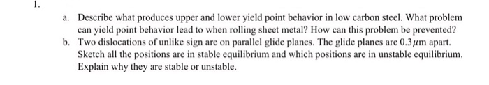 Solved 1. a. Describe what produces upper and lower yield | Chegg.com