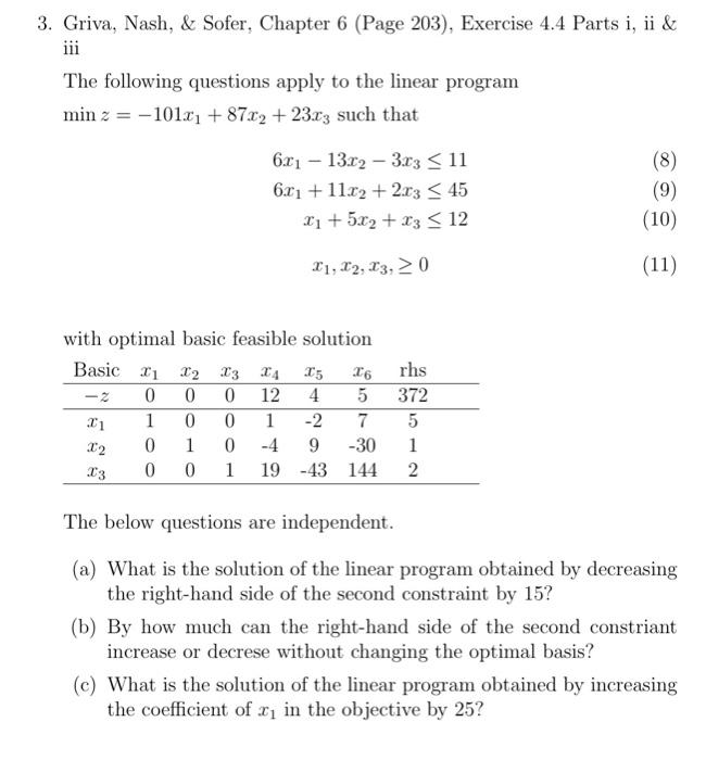 Solved 3. Griva, Nash, \& Sofer, Chapter 6 (Page 203), | Chegg.com