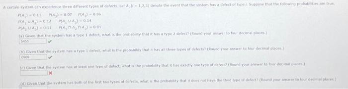 Solved A certain system can experience three different types | Chegg.com