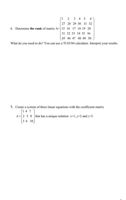 Solved (1 2 3 4 5 6 27 28 29 30 31 32 6. Determine the rank | Chegg.com