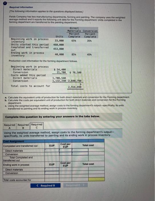 Solved Required information [The following information | Chegg.com
