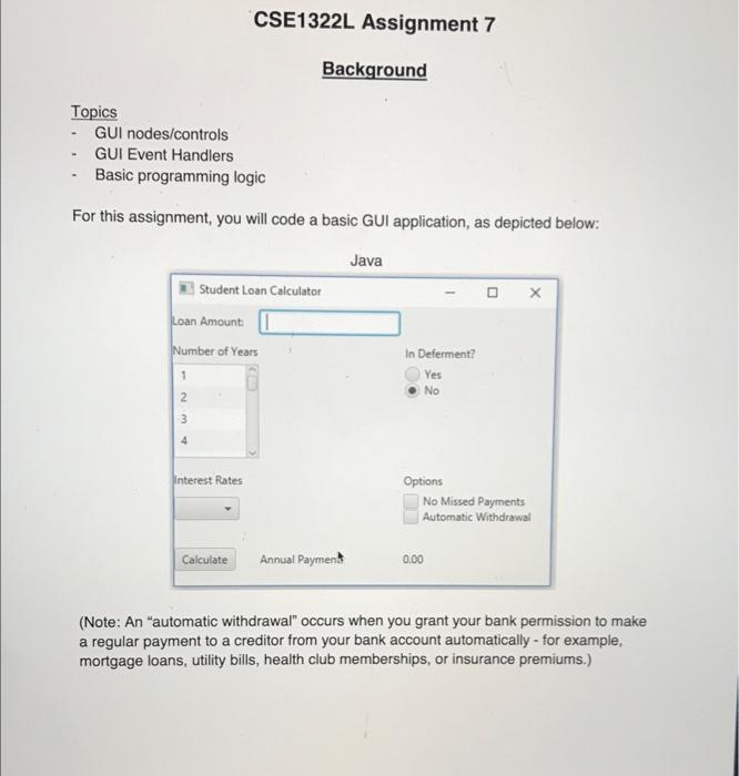 Solved CSE1322L Assignment 7 Background Topics GUI | Chegg.com