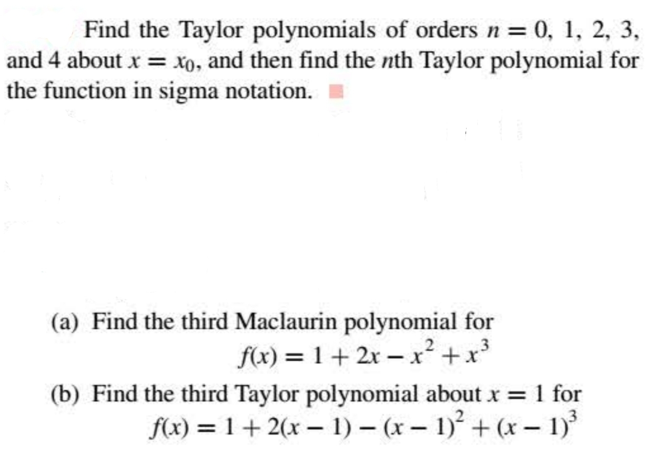 Solved Find the Taylor polynomials of orders n=0,1,2,3, ﻿and | Chegg.com