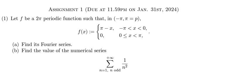Assignment 1 (Due at 11.59pm on JAn. 31st, | Chegg.com