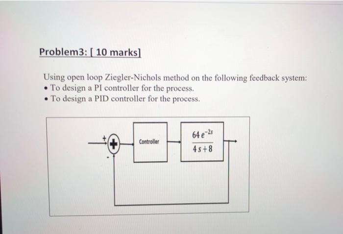 Solved Problem3: 10 marks] Using open loop Ziegler-Nichols | Chegg.com