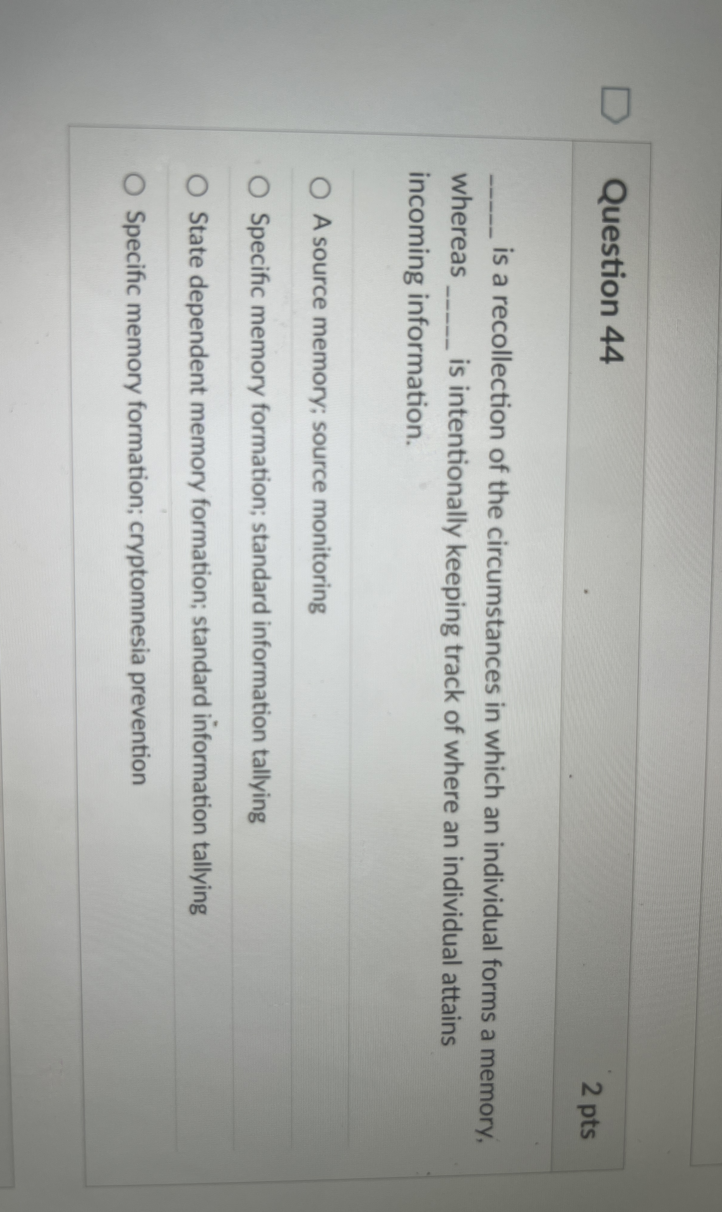Solved Question 44is a recollection of the circumstances in | Chegg.com