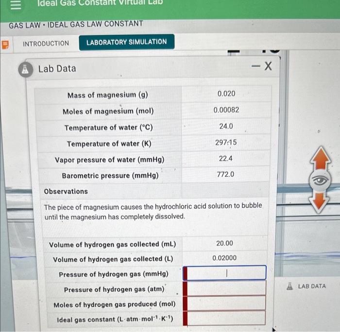 Solved GAS LAW • IDEAL GAS LAW CONSTANT INTRODUCTION | Chegg.com