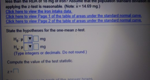 Solved The recommended dietary allowance (RDA) of iron for | Chegg.com