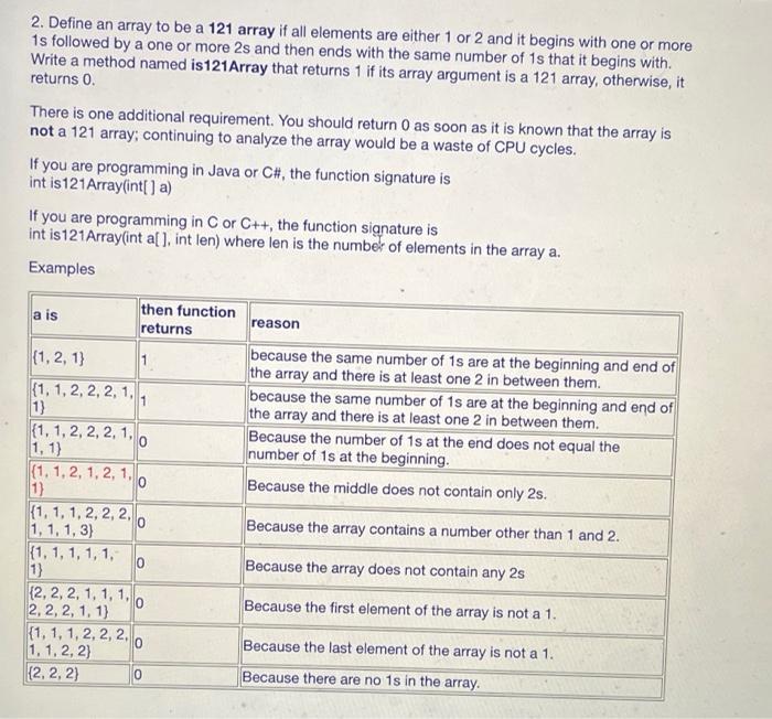 Solved 2 Define An Array To Be A 121 Array If All Elements 3654