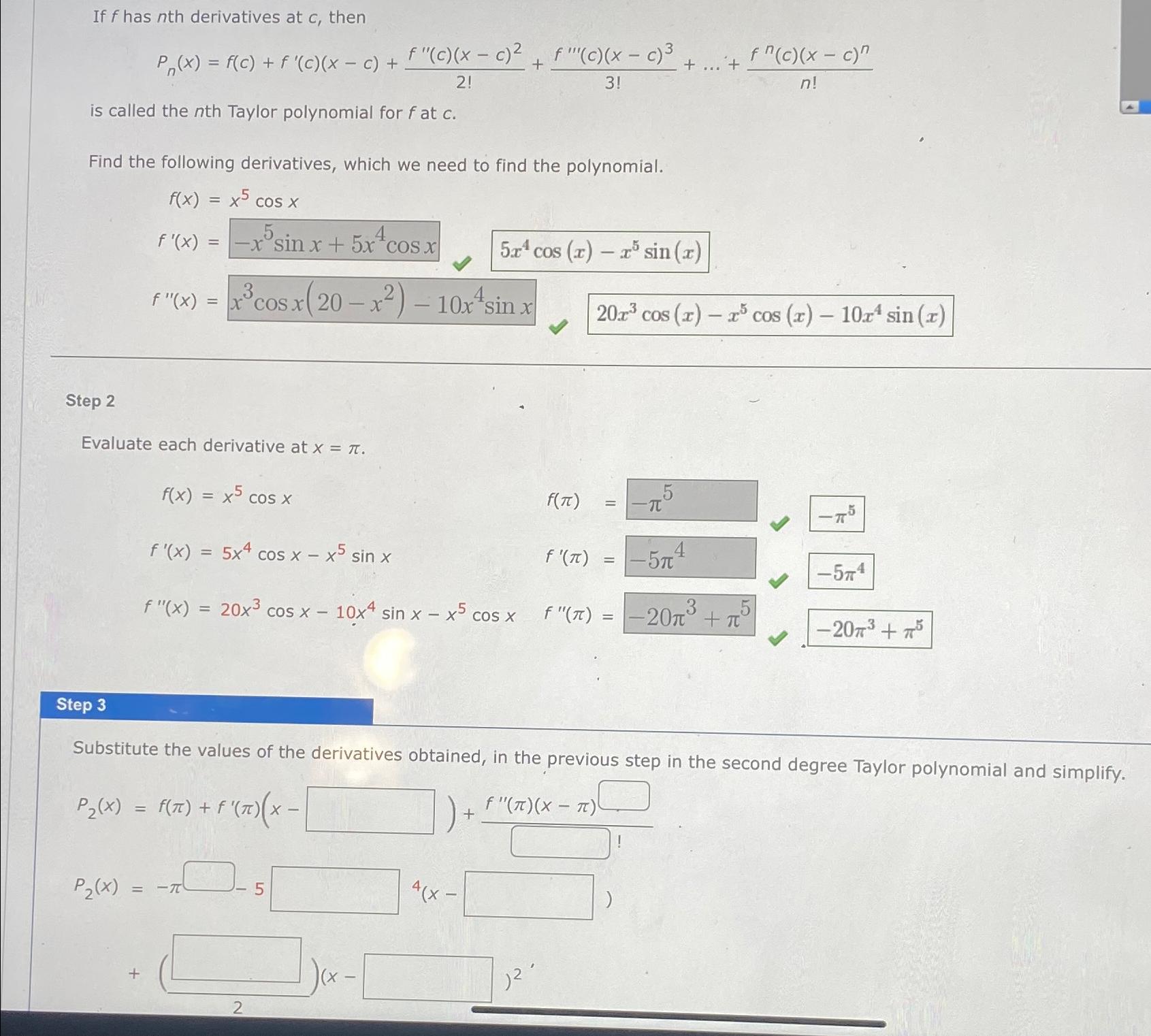 Solved If f ﻿has nth derivatives at c, | Chegg.com