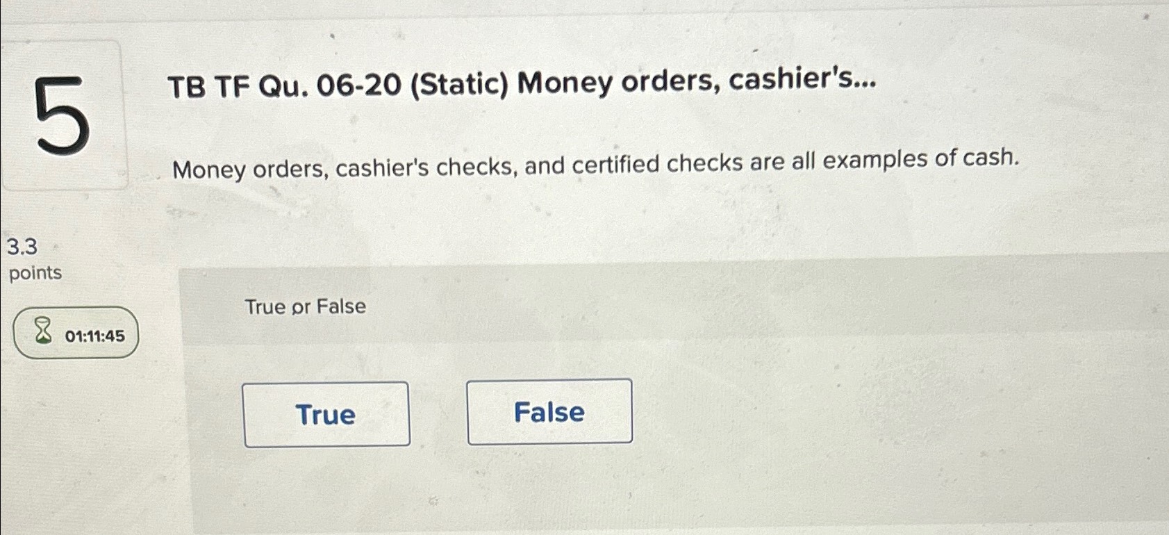 Solved TB TF Qu. 06-20 (Static) ﻿Money orders, | Chegg.com
