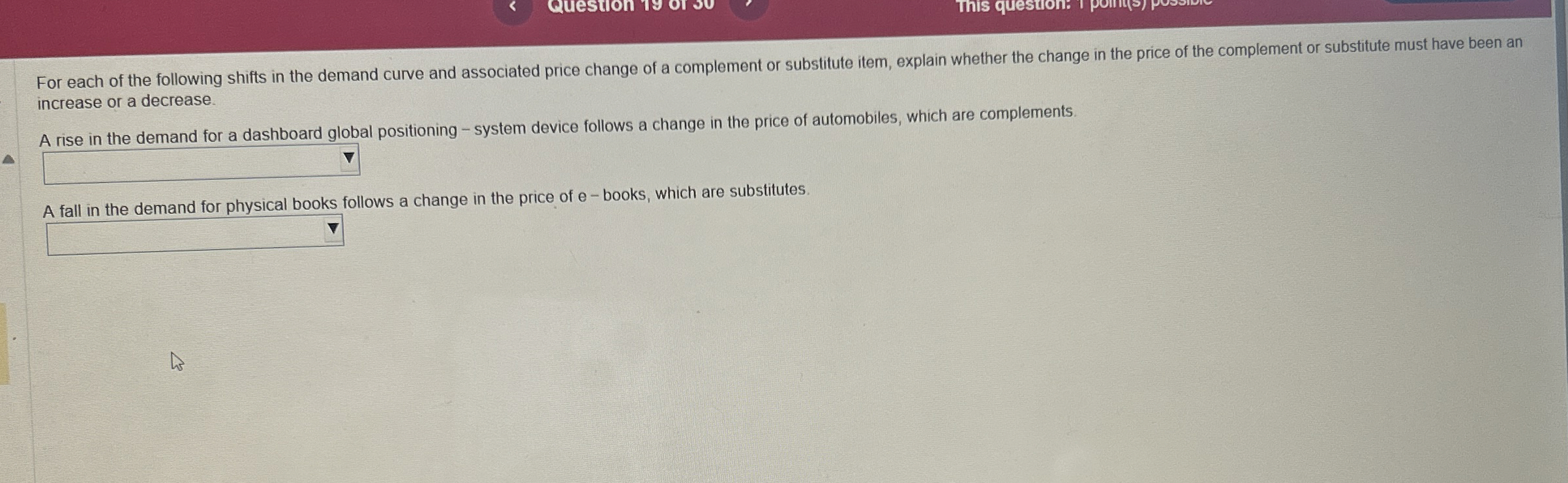 Solved increase or a decrease.A rica in the demand for a | Chegg.com