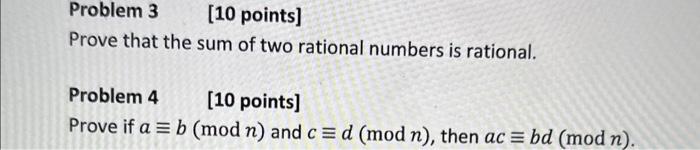 Solved Prove that the sum of two rational numbers is | Chegg.com