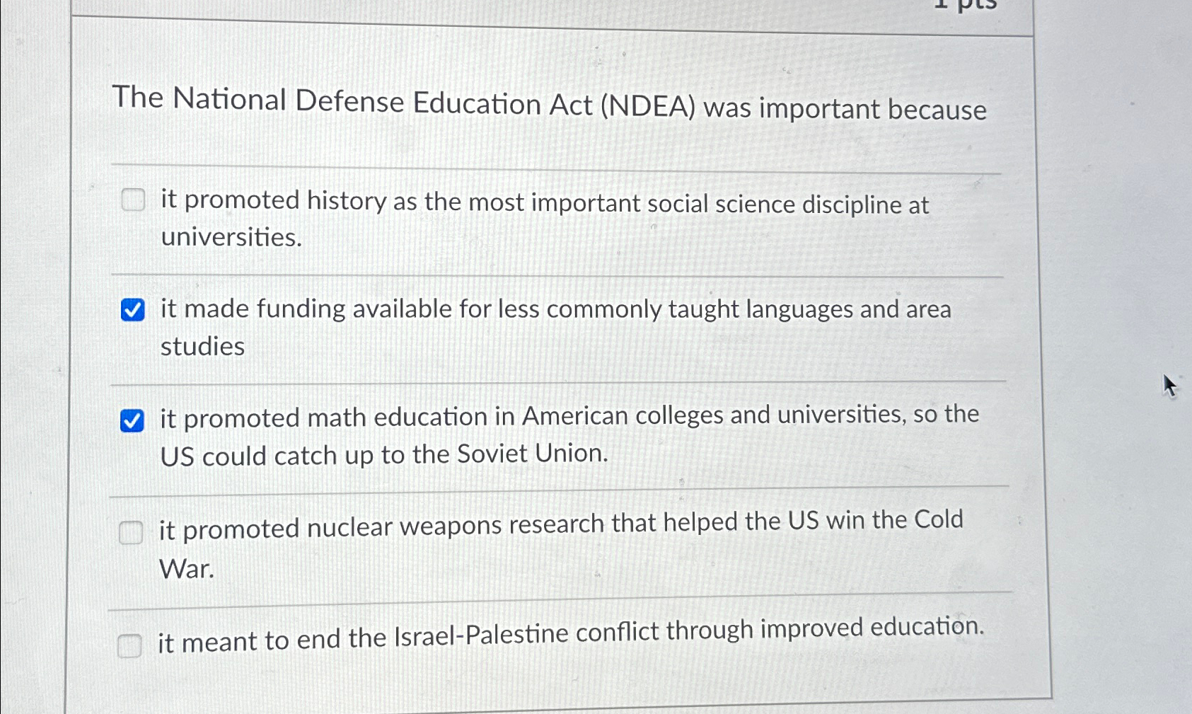 Solved The National Defense Education Act (NDEA) ﻿was | Chegg.com